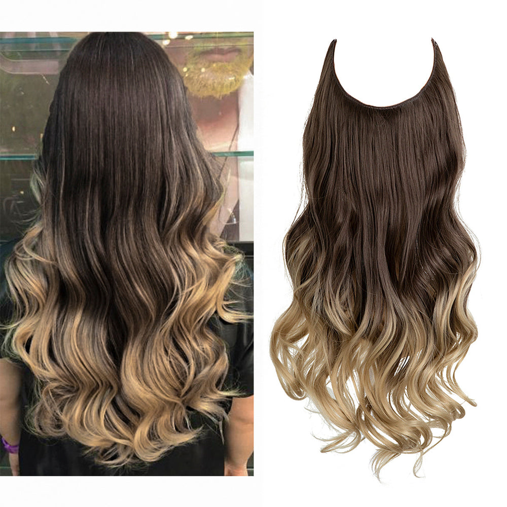 Dark Brown to Ash Blonde 14 Inch Wavy Halo Hair | Thathair